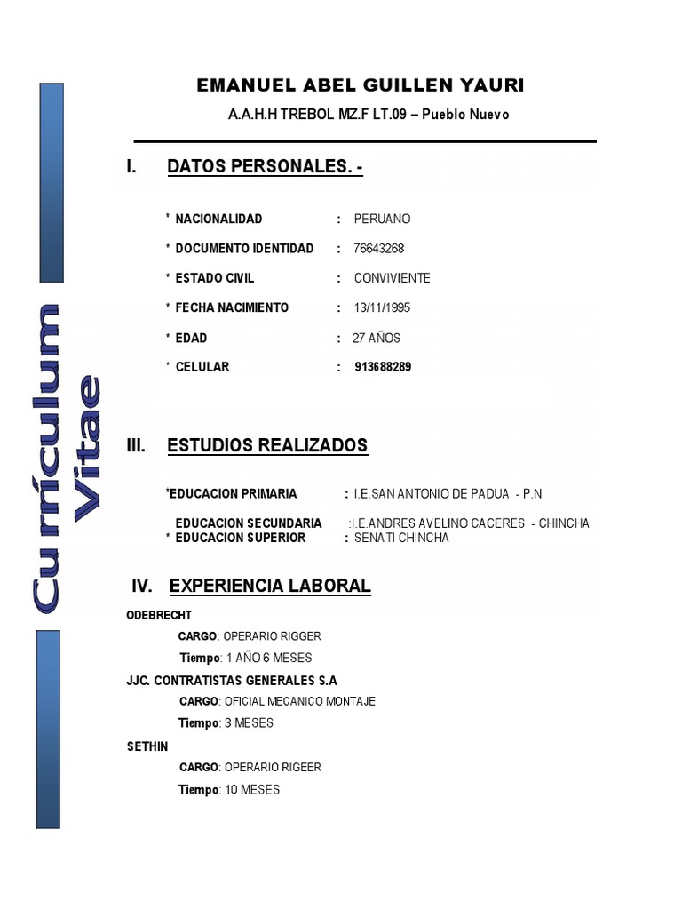 Curriculum Emanuel Abel | PDF | Derecho