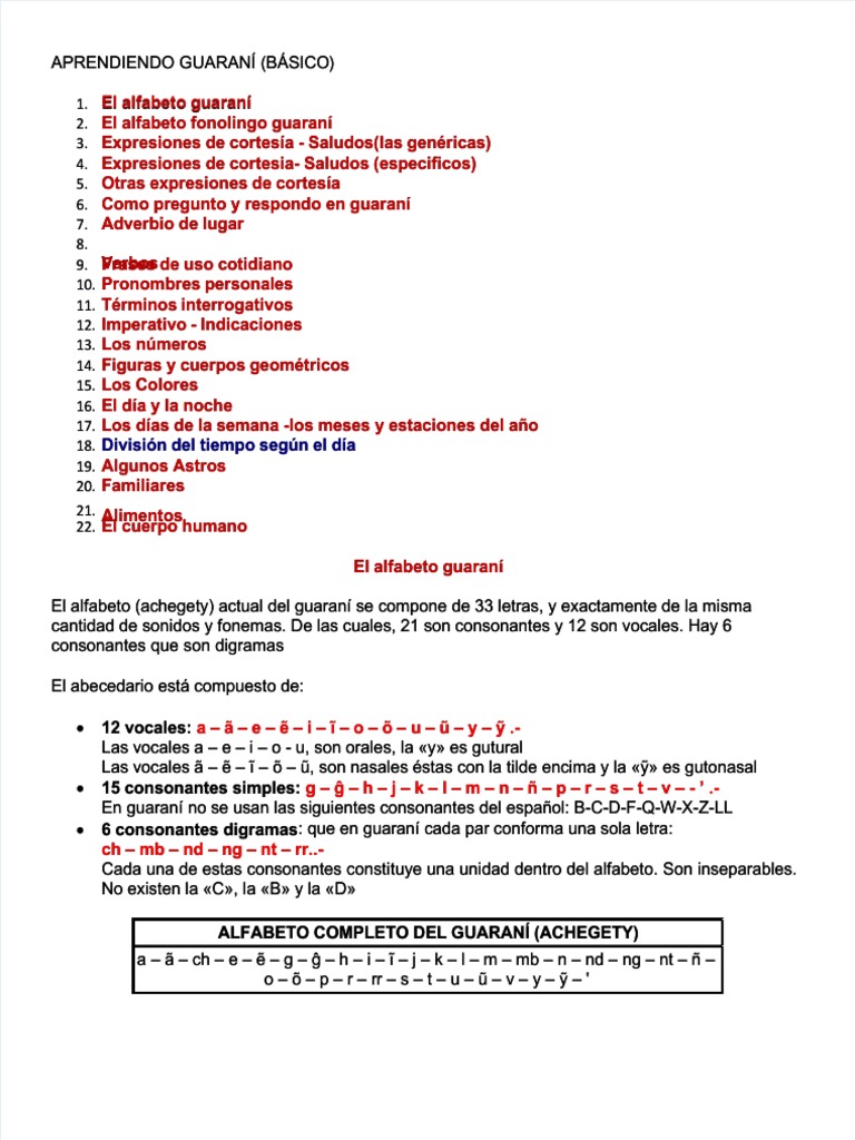 Pdf Aprendiendo Guarani Basico Compress Pdf
