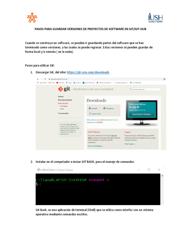 Pasos para Guardar Versiones de Proyectos de Software en Git/Git Hub | PDF | Archivo de ...