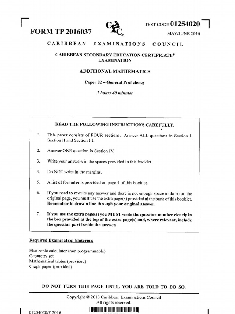 Add Math P2 2016 | PDF