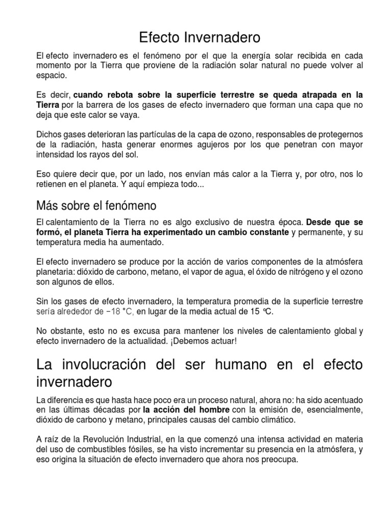 Efecto Invernadero y Cambio Climático | PDF | Gases de efecto ...