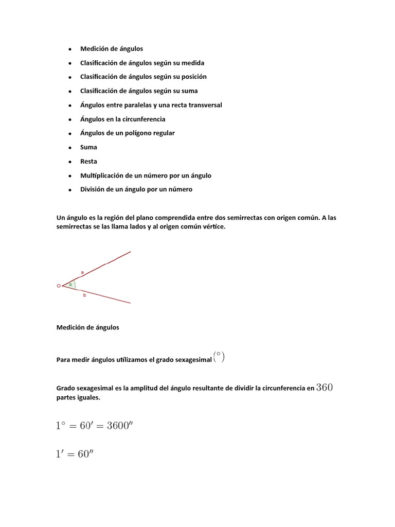 Angulos y Su Clasificacion | PDF | Ángulo | Geometría Elemental