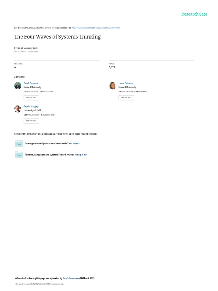 The Four Wavesof Systems Thinking | PDF | System | Paradigm