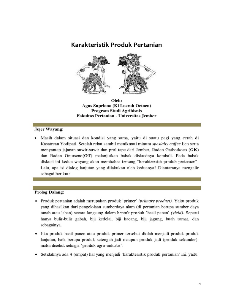 Karakteristik Produk Pertanian - Perumperindo.co.id