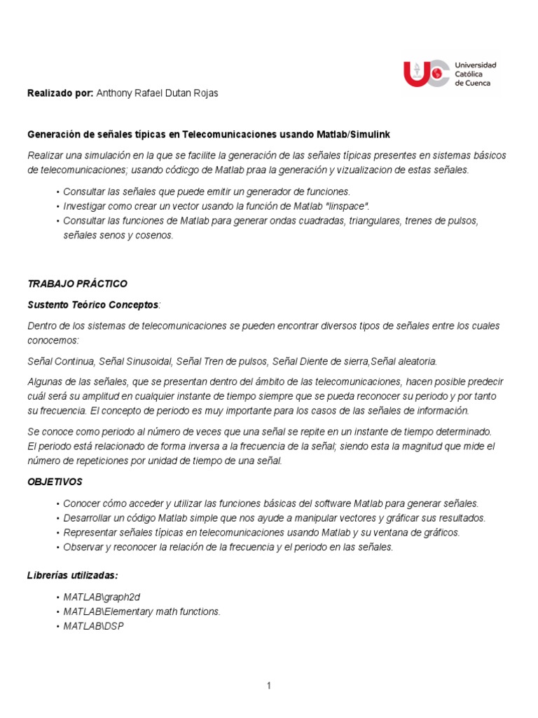 PRACTICA 1 Dutan Rojas RT | PDF | Frecuencia | Matlab