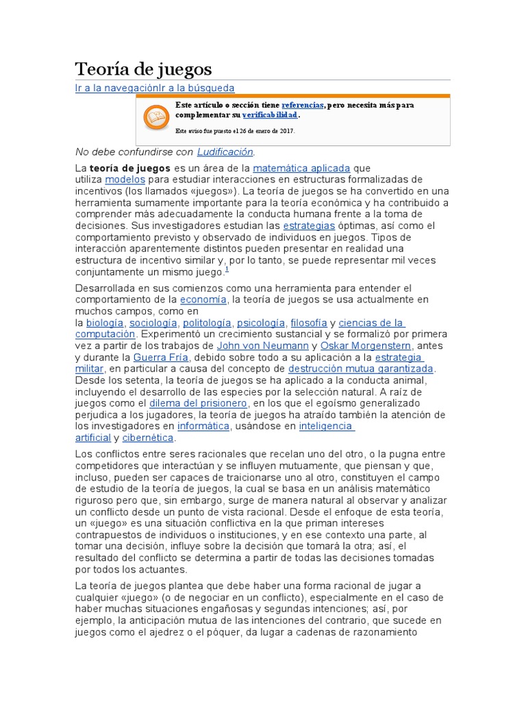 Teoría de Juegos | PDF | Teoría de juego | Combinatoria