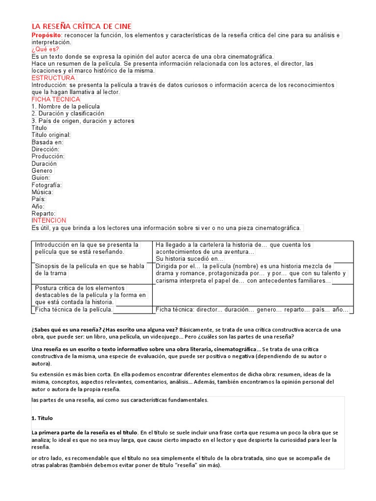 Reseña Critica de Cine | PDF | Autor