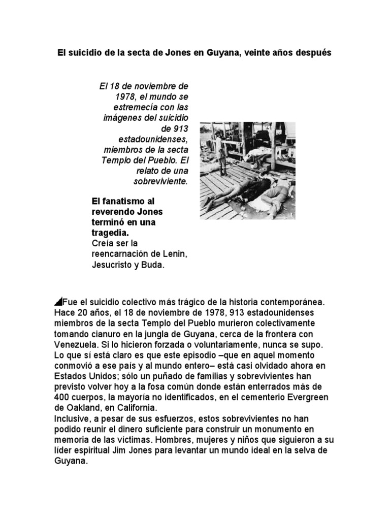 El Suicidio de La Secta de Jones en Guyana | PDF
