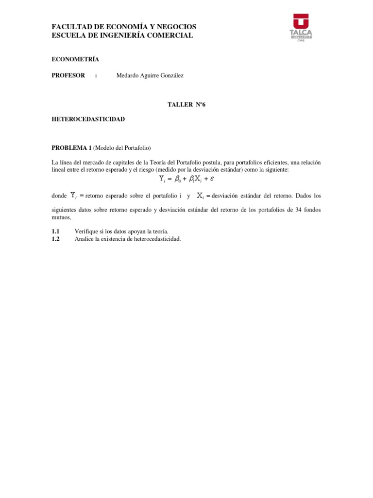 Taller N6 Heterocedasticidad 469610 | PDF | Econometría | Science