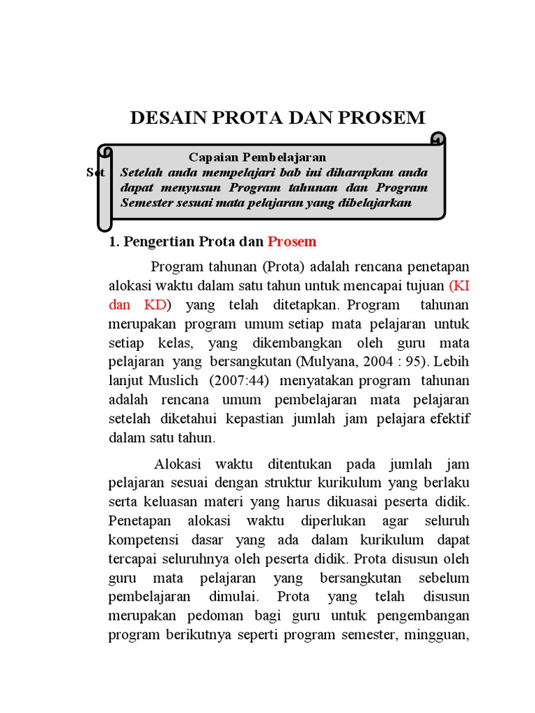Desain Prota Dan Prosem | PDF