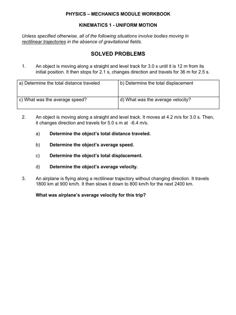 Physics - Kinematics - Exercises 2 | PDF | Speed | Velocity