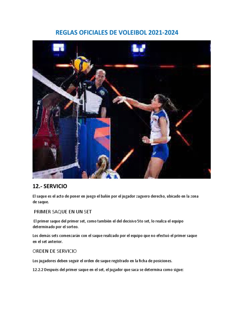Reglas Oficiales de Voleibol 2021 | PDF | Vóleibol | Reglas y ...