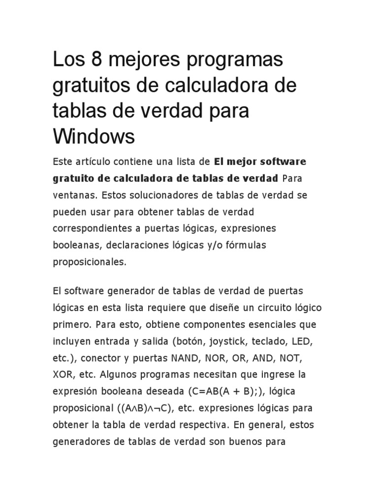 Los 8 Mejores Programas Gratuitos de Calculadora de Tablas de Verdad ...