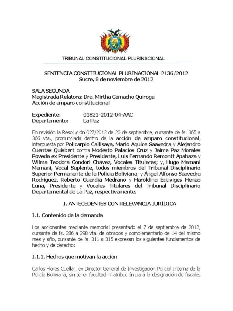SCP 2136-12 Nombram. Irregular de Fiscal Policial | PDF | Política ...