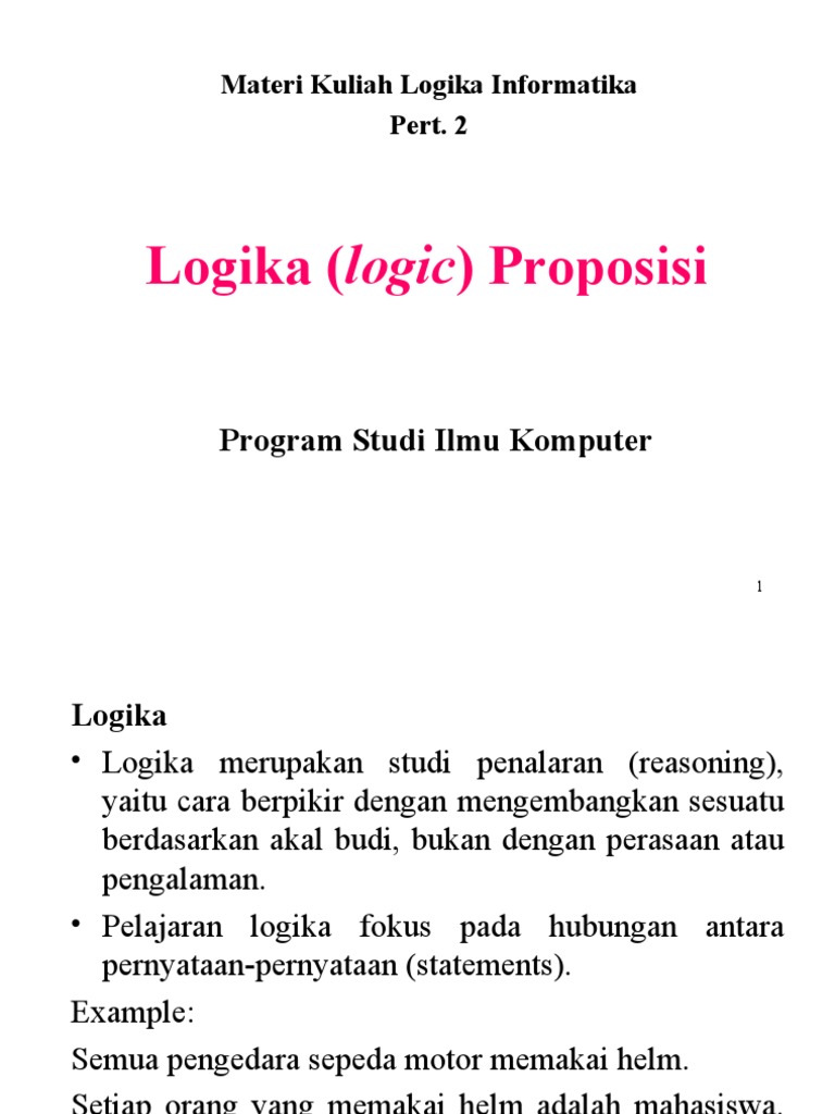 Logika Proposisi | PDF