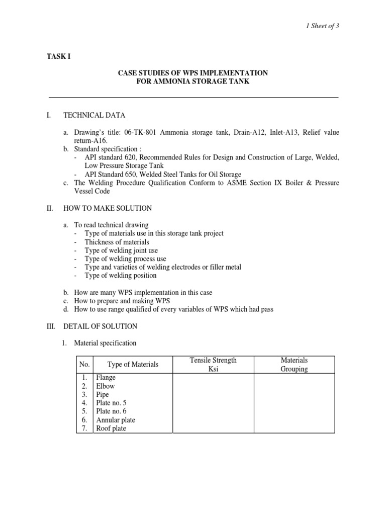 Ammonia Storage Tank WPS Case Study | PDF | Welding | Construction