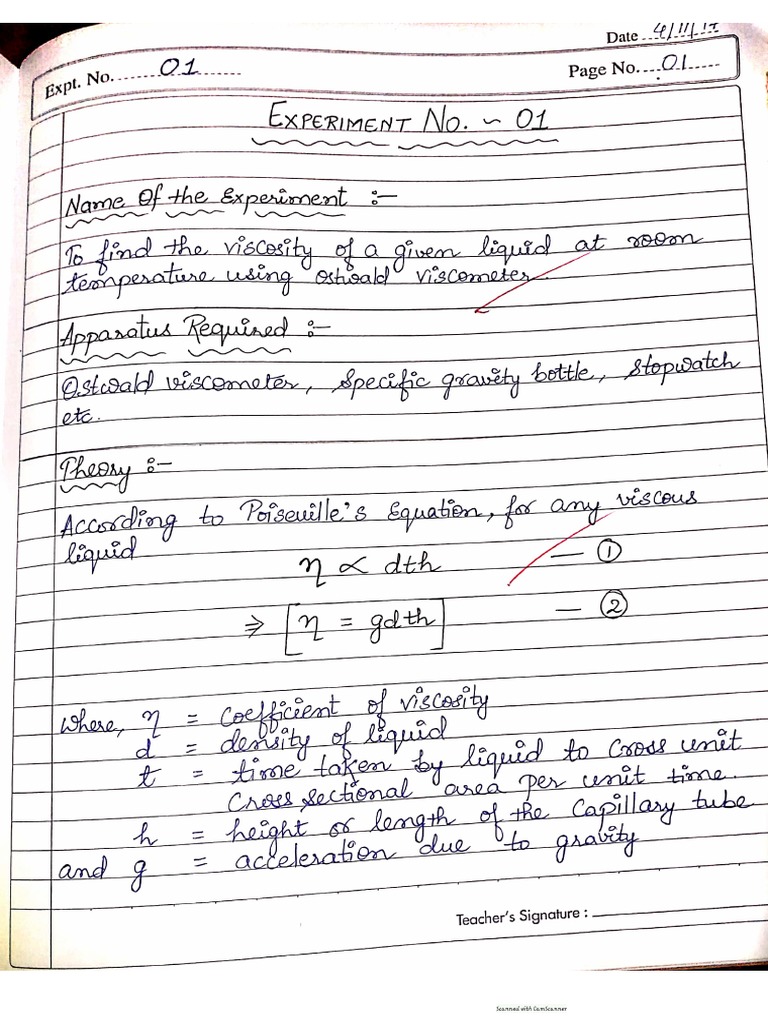 Determination of Viscosity of Liquid at Room Temperature Using Ostwald Viscometer | PDF