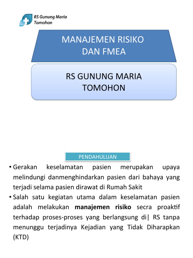 Manajemen Risiko dan FMEA di RS Gunung Maria | PDF