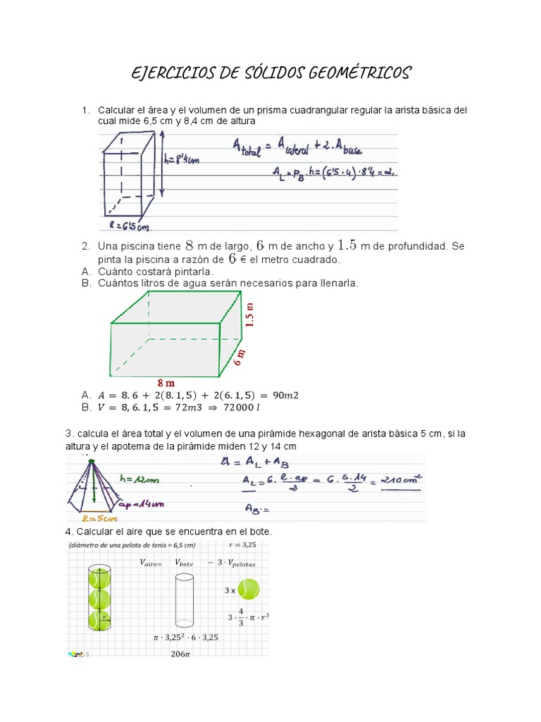 Ejercicios de Sólidos Geométricos | PDF