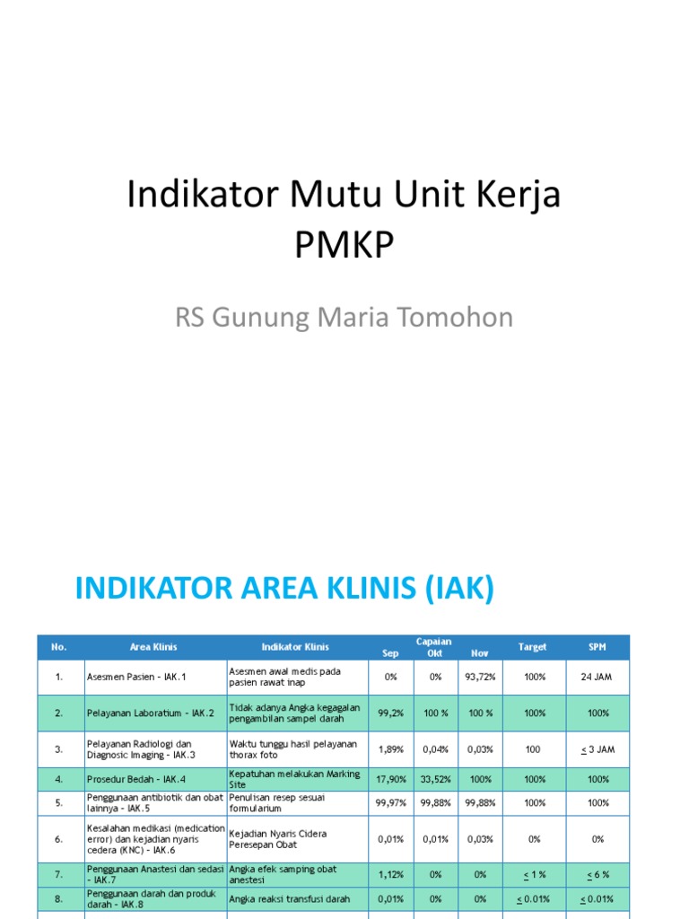 Indikator Mutu Pelayanan RS Gunung Maria | PDF