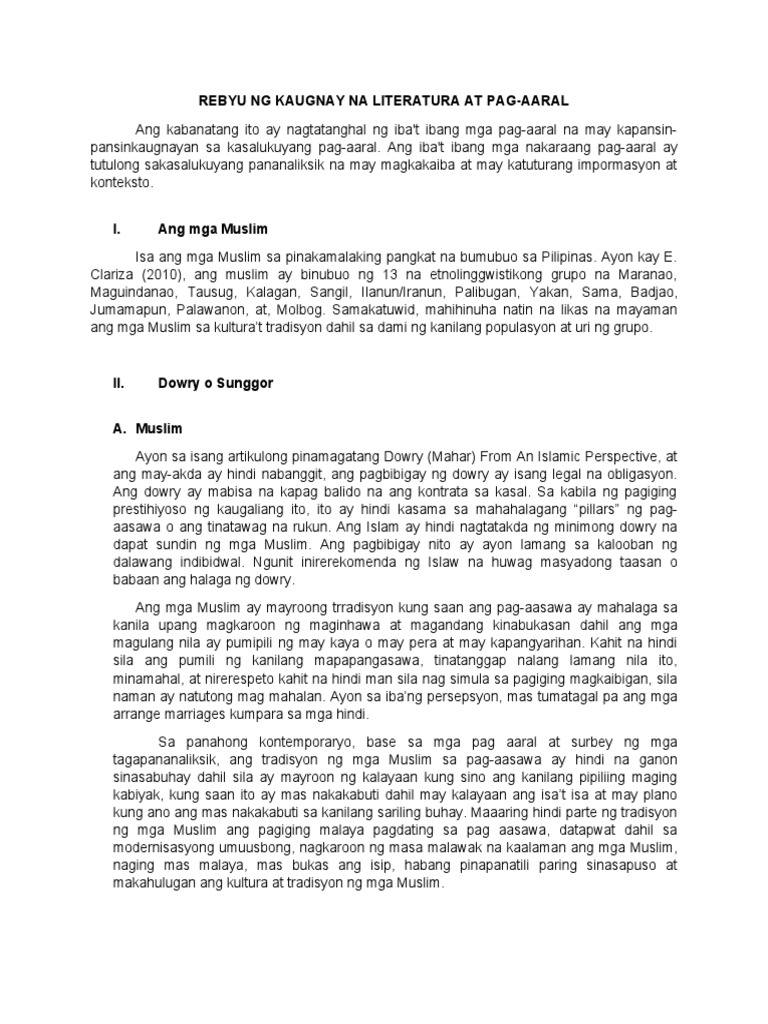 Rebyu NG Kaugnay Na Literatura at Pag | PDF