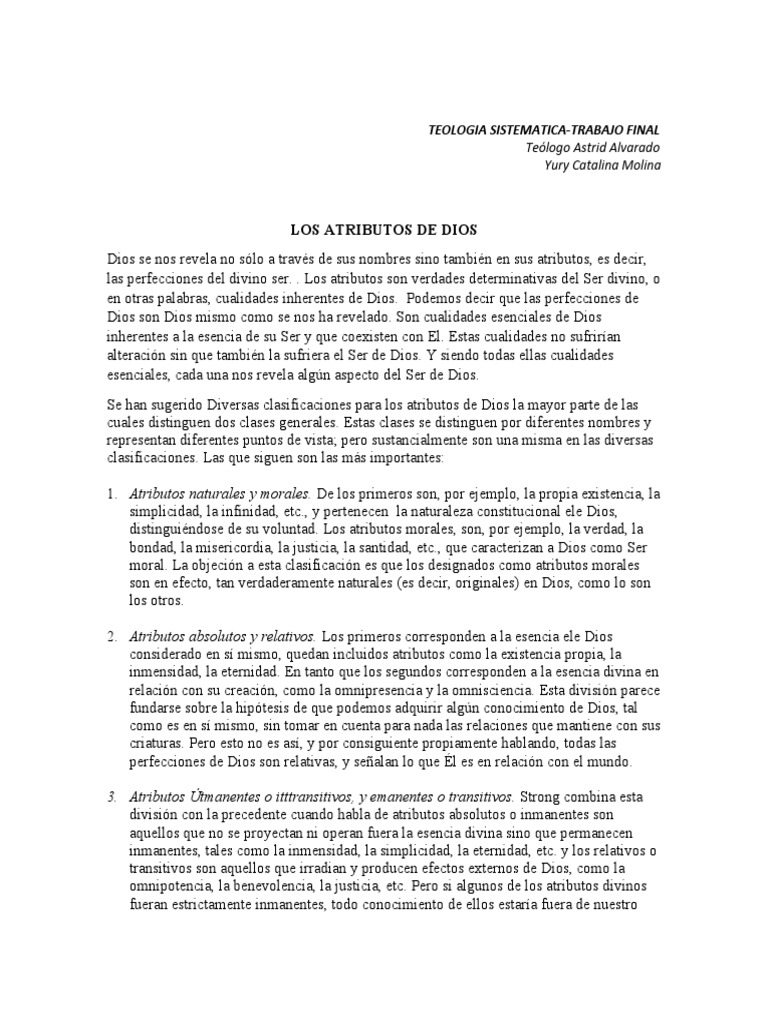 Los Atributos de Dios | PDF | Dios | Teología