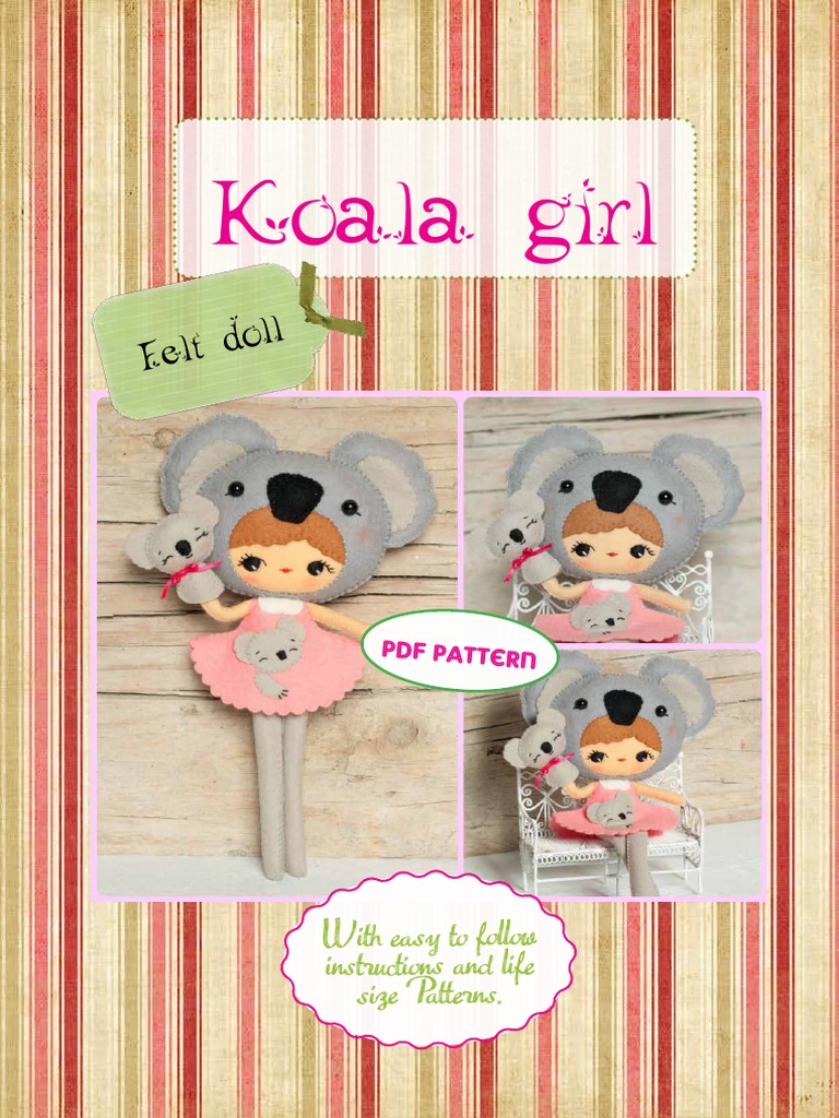 Boneca Menina Koala Girl Pattern Paloma Rocha | PDF | Embroidery ...