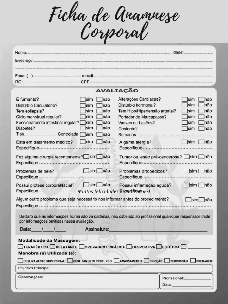 BAIXAR Ficha de Anamnese Corporal | PDF