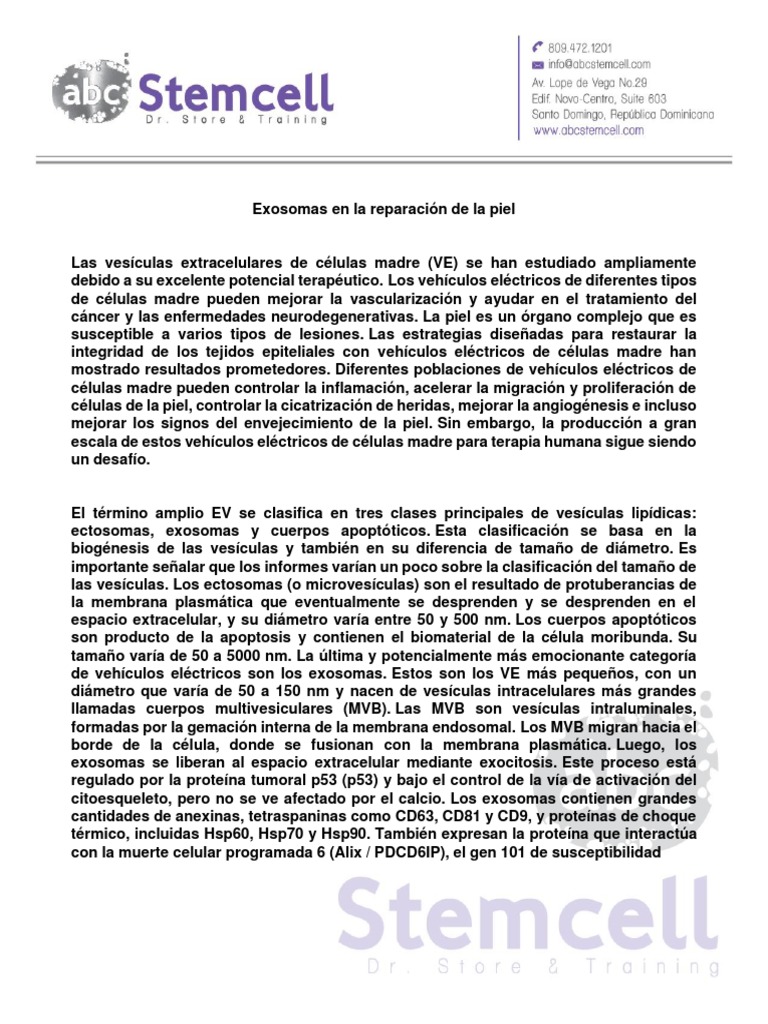 Exosomas para La Piel. | PDF | Cicatrización de la herida | Angiogénesis