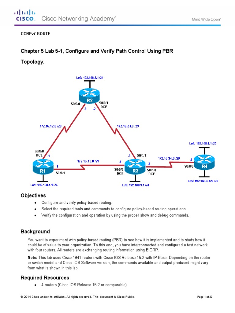 CCNPv7 - ROUTE - Lab5-1 - Path - Control - Using - PBR - Student Original | PDF | Routing ...