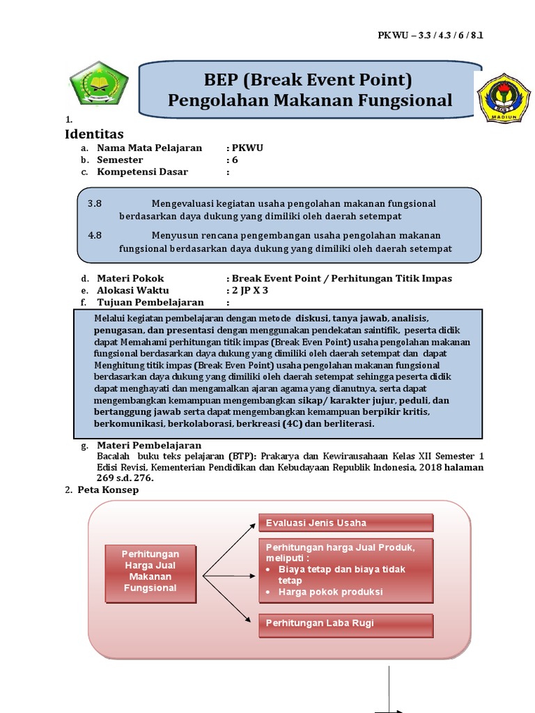 3.8 - BEP Makanan Fungsional | PDF