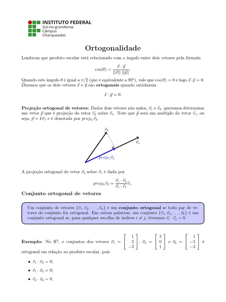05 - Conjunto Ortogonal de Vetores, Bases Ortogonais e Ortonormais ...