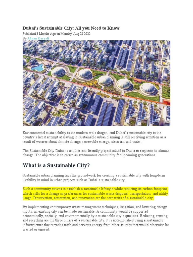 Dubai | PDF | Sustainable City | Sustainability