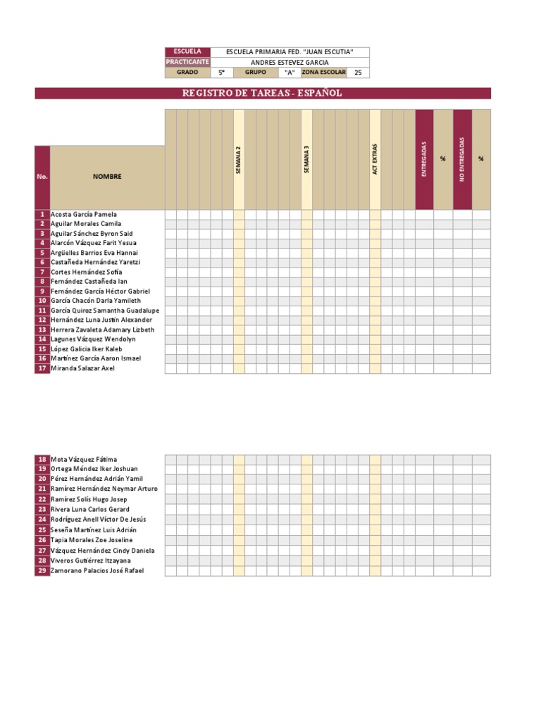 Formato Registro de TAREAS | PDF