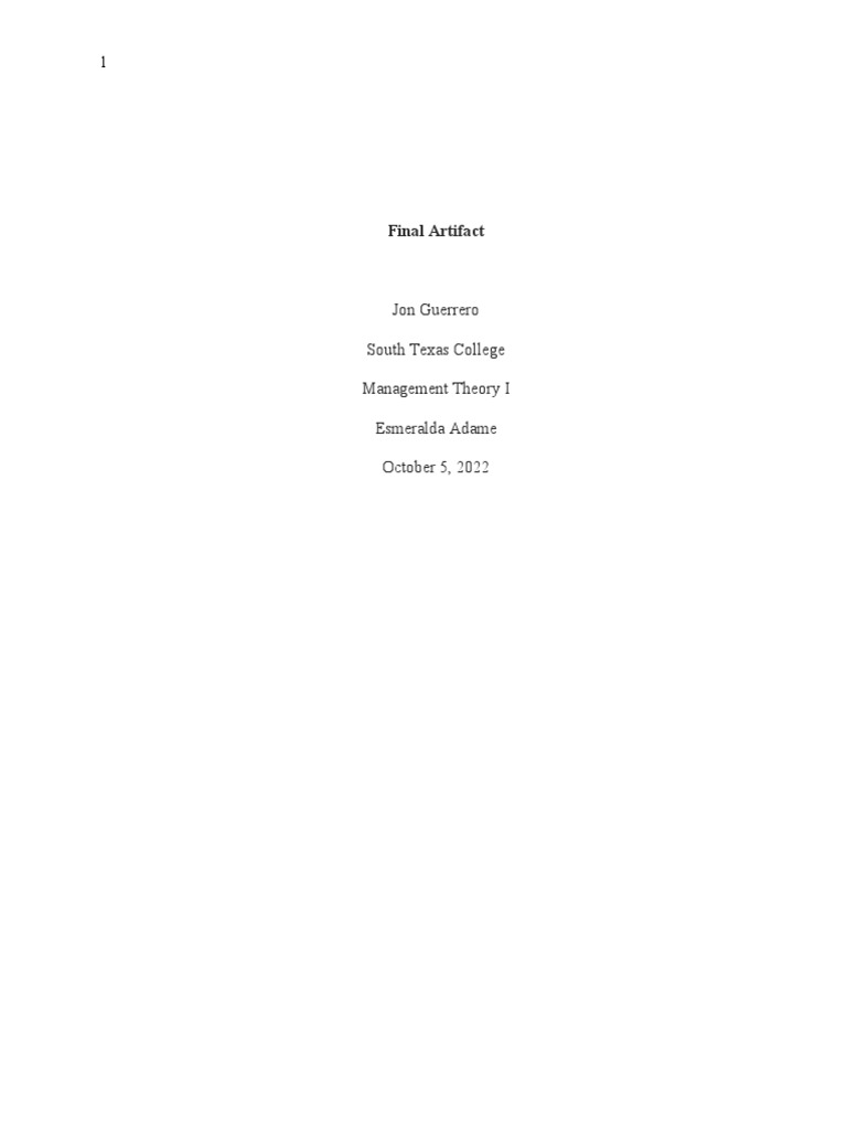 Final Artifact - Management Theory | PDF | Leadership | Economies