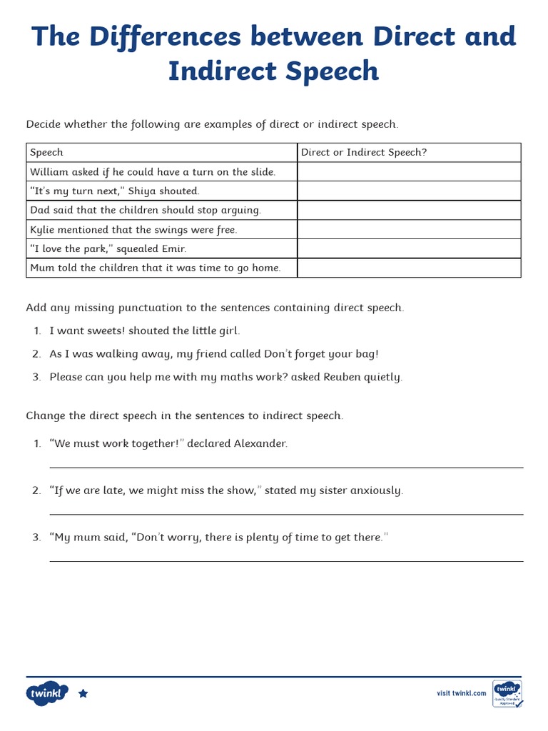 Direct and Indirect Speech Examples | PDF | Language Mechanics