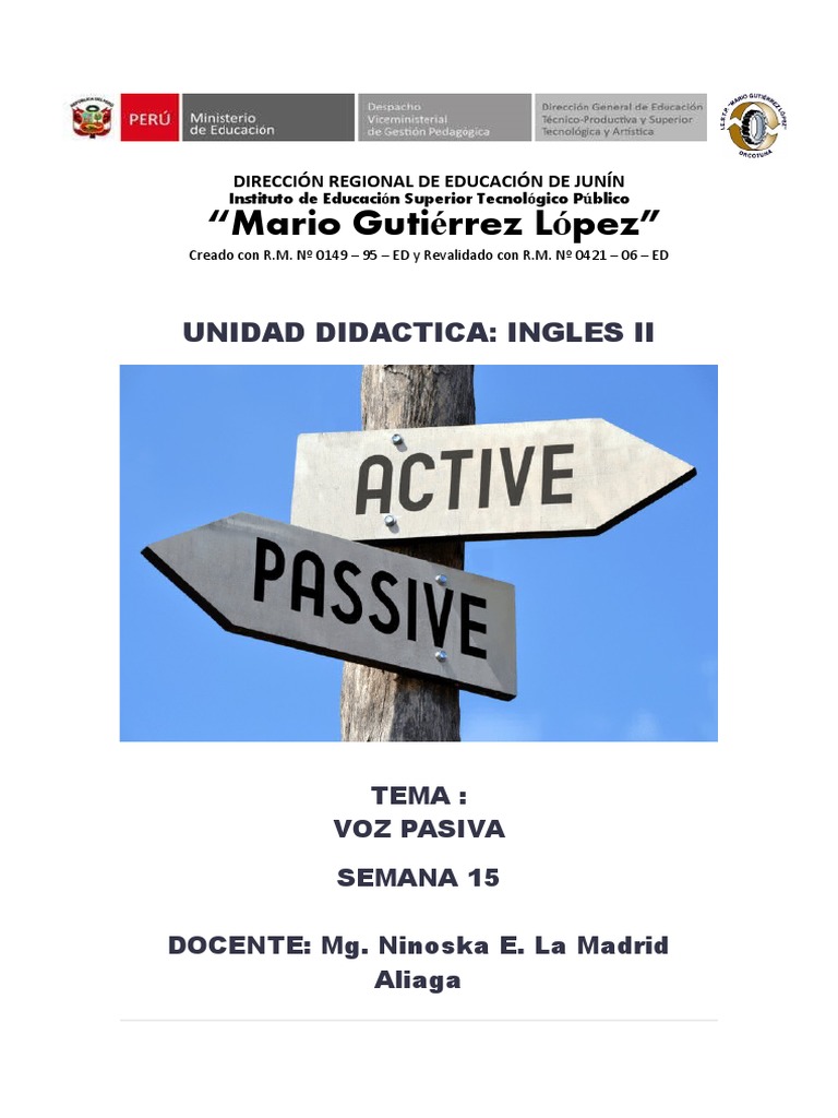 Voz Pasiva | PDF | Verbo | Conjugación gramatical