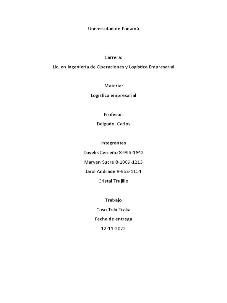 Caso Triki Traka | PDF | Logística | Comportamiento
