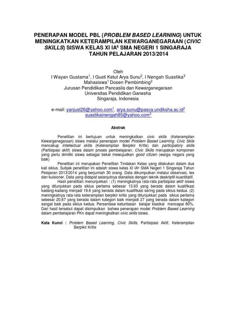 Penerapan Model PBL Problem Based Learning Untuk M | PDF