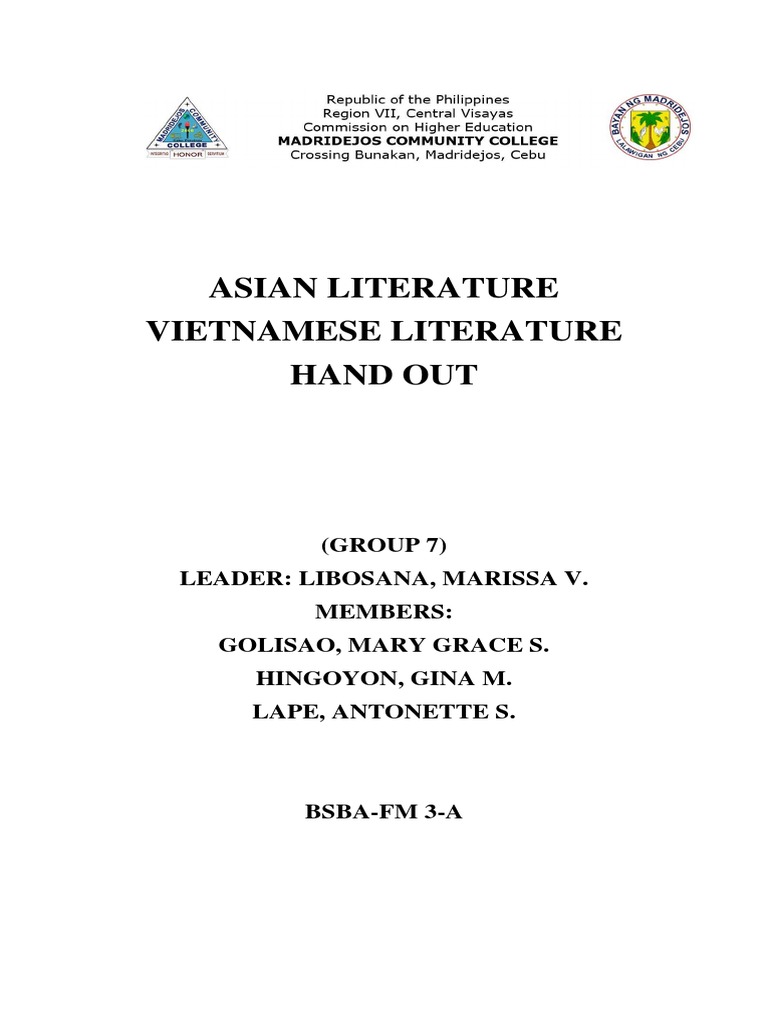 Vietnamese Literature Hand Out | PDF | Vietnamese Language | Vietnam