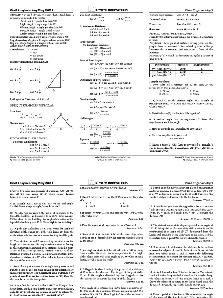 May 2021 Plane Trigonometry 1 Pdf Elementary Geometry Elementary Mathematics