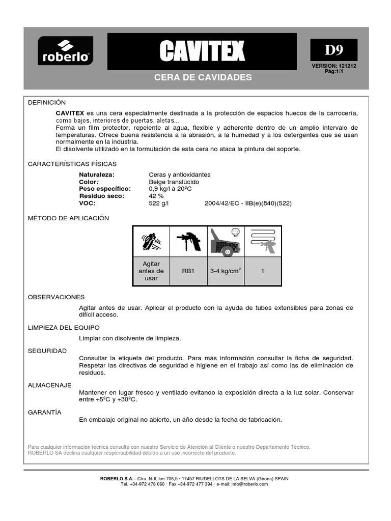 d09 Cavitex Es | PDF