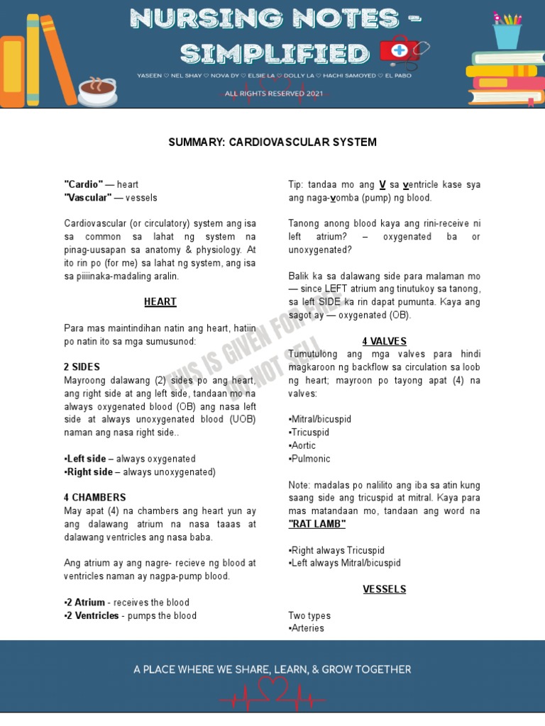Summary-Cardiovascular System (Done) | PDF
