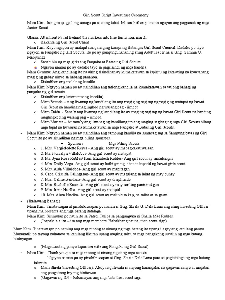 Girl Scout Investiture Script 1 | PDF