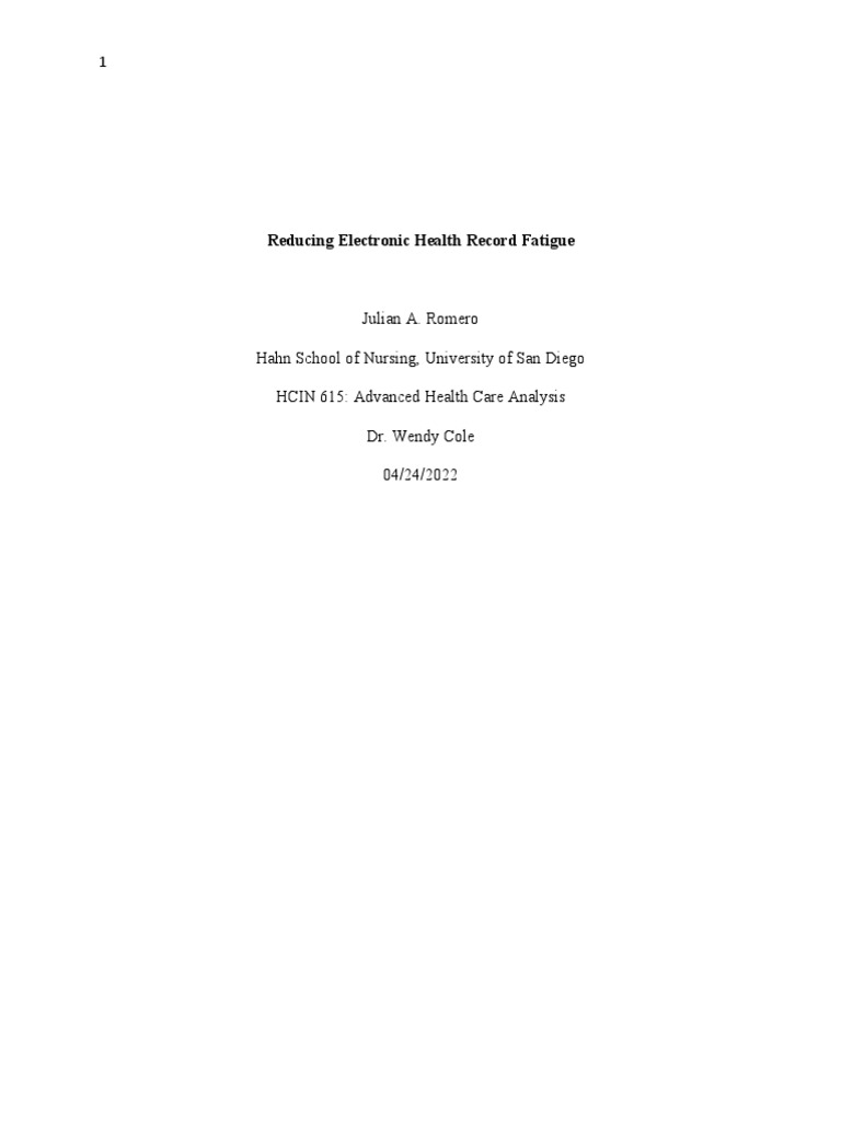 Evidence Based Project 1 | PDF