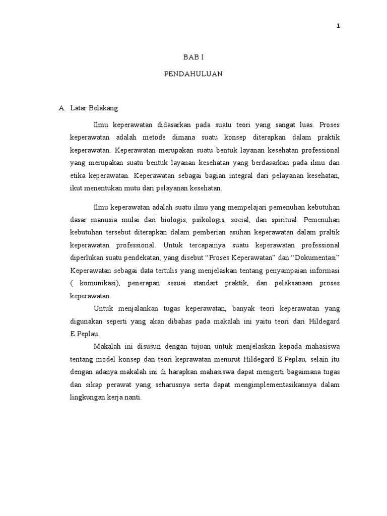 Teori Keperawatan Peplau: Konsep dan Aplikasi | PDF