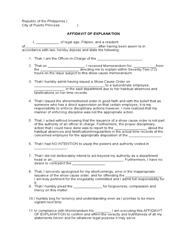 Affidavit of Explanation | Download Free PDF | Affidavit