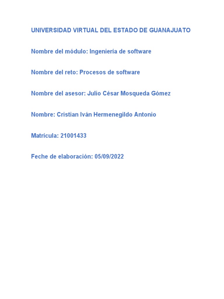 Procesos De Software Y Sus Modelos Pdf Software Ingeniería De 8220