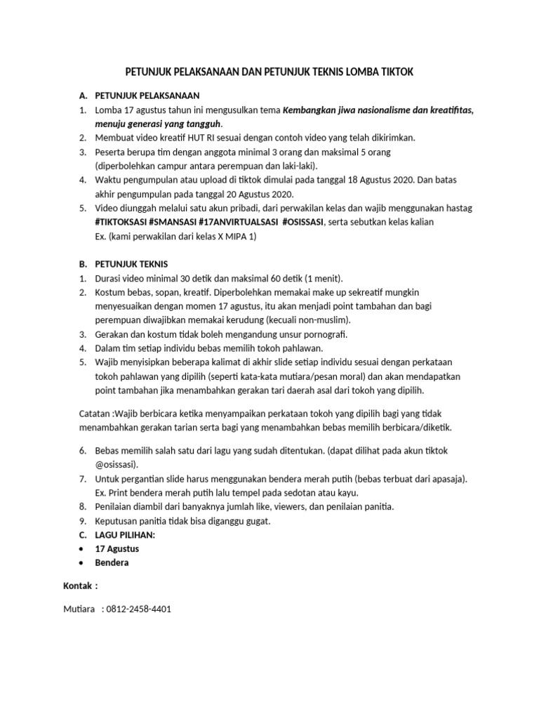 Juklak - Juknis - Lomba - 17 - Agustus 2030 | PDF