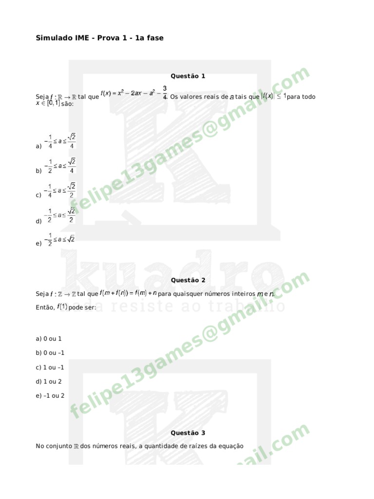 Simulado Ime | PDF | Ciências Físicas | Química